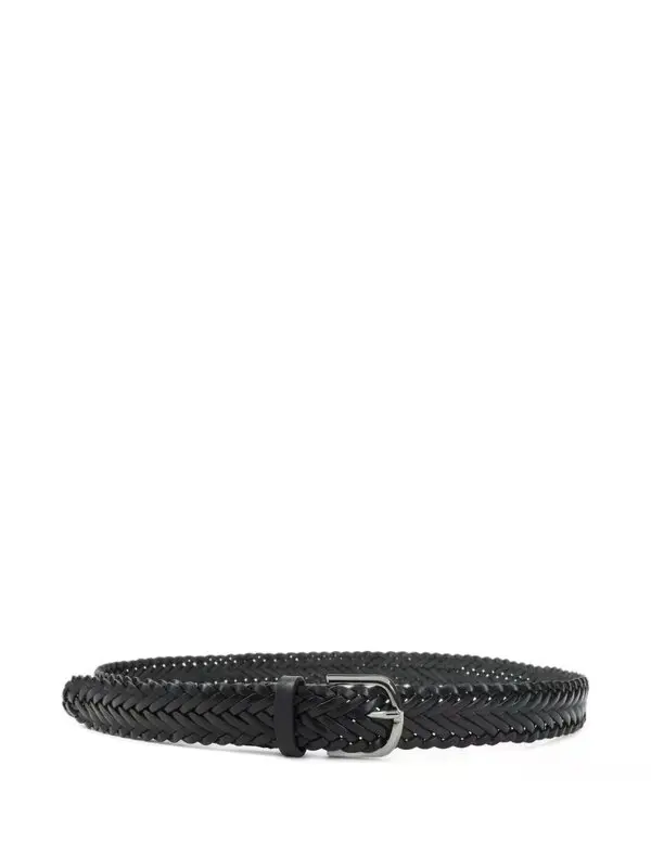 Giorgio Armani Braided Leather Belt - Black