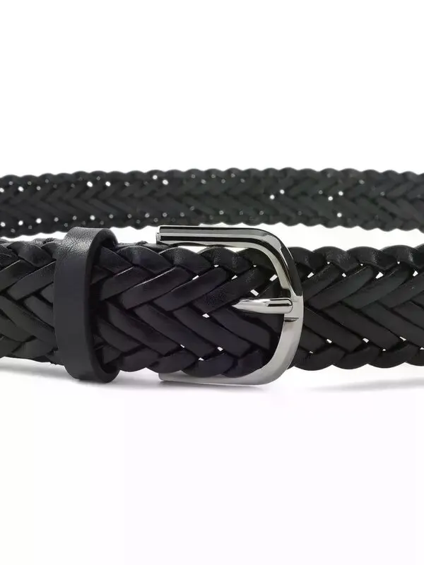 Giorgio Armani Braided Leather Belt - Black