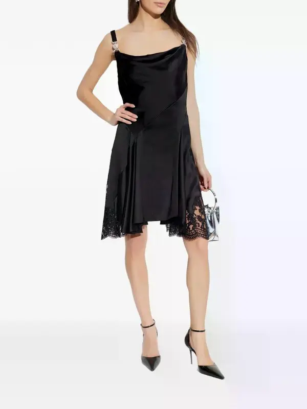 Versace Satin Lace-trimmed Mini Dress