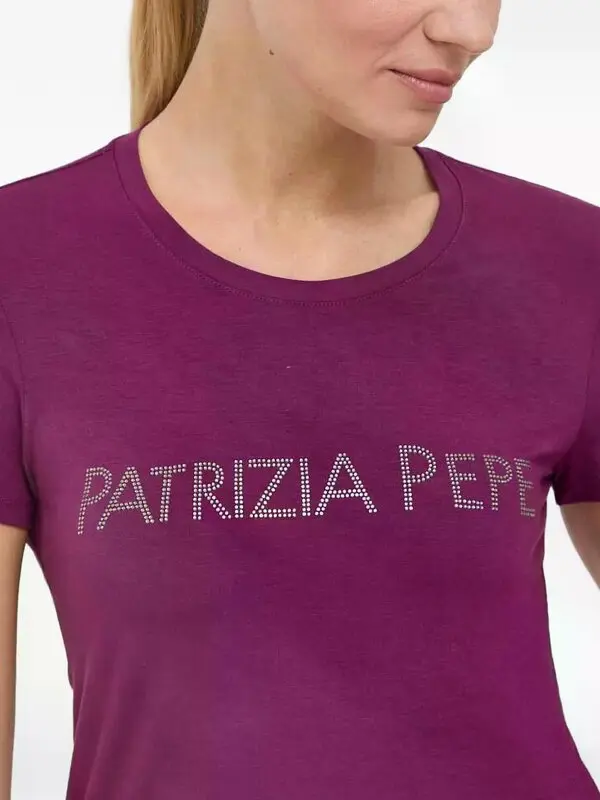 Patrizia Pepe Slim Fit Rhinestone Logo T-shirt
