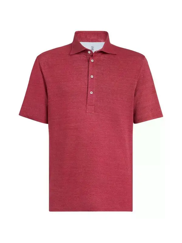 Brunello Cucinelli Point-collar Mélange Polo Shirt - Red