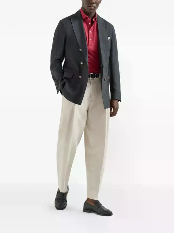 Brunello Cucinelli Point-collar Mélange Polo Shirt - Red