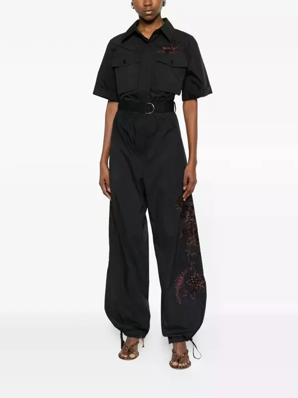 P.a.r.o.s.h Flower Embroidered Jumpsuit - Black