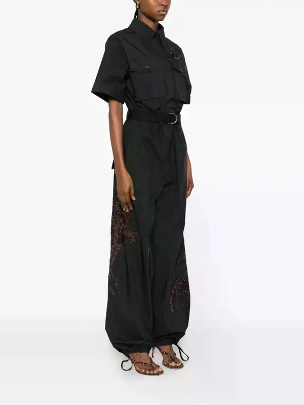 P.a.r.o.s.h Flower Embroidered Jumpsuit - Black