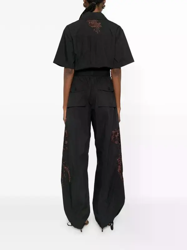 P.a.r.o.s.h Flower Embroidered Jumpsuit - Black