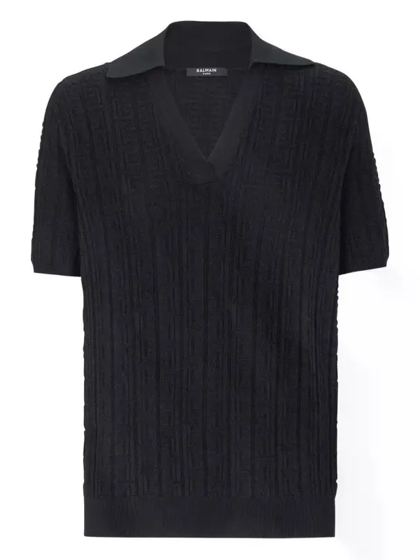 Balmain Monogram-jacquard Knitted Top