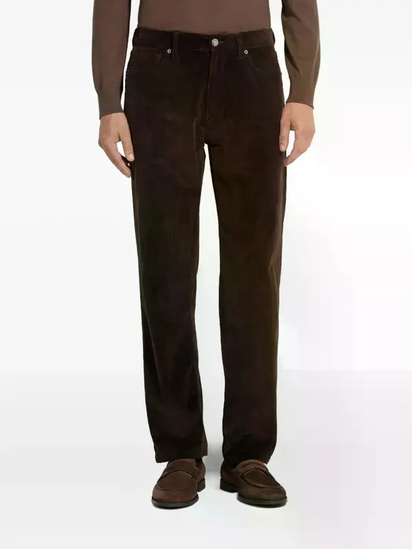 Zegna Corduroy Straight Leg Jeans - Brown
