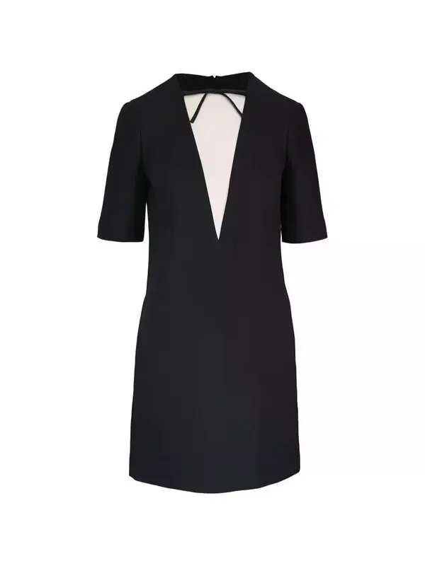 Valentino Garavani Crepe V-neck Mini Dress - Black