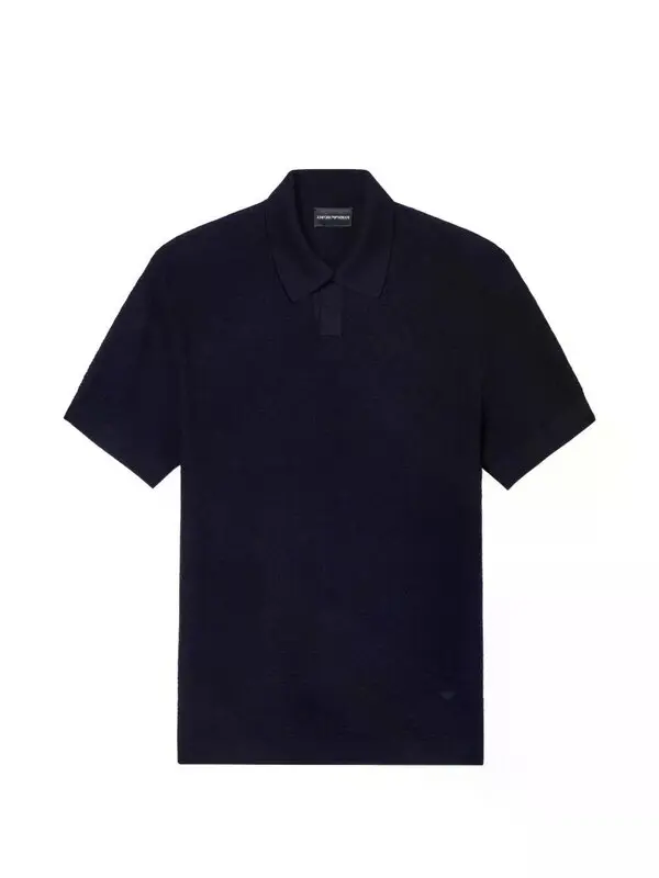 Emporio Armani Polo Shirt-collar Sweater In Virgin Wool With Check Motif