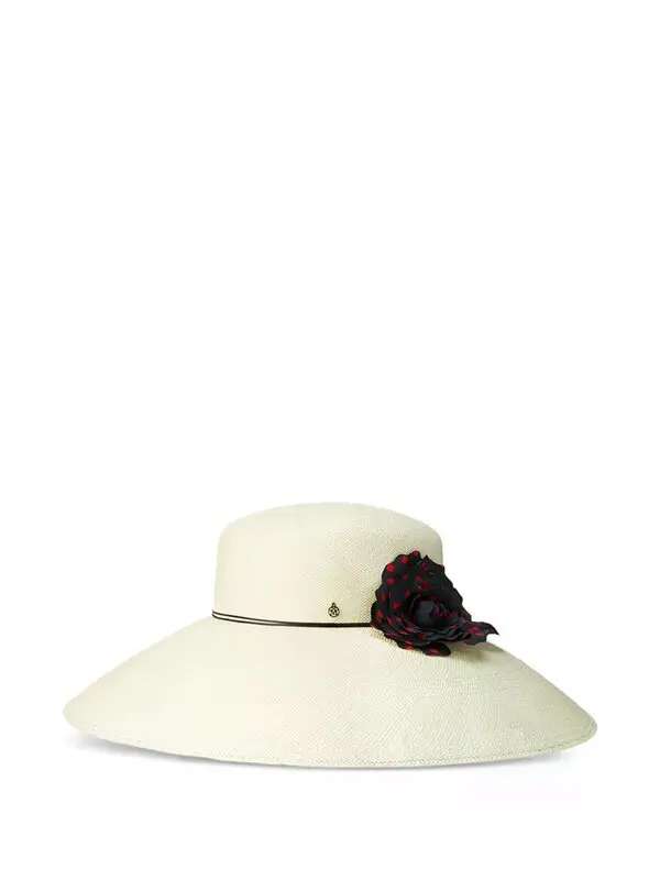 MAISON MICHEL Rena Flower-detailed Fedora Hat - Neutrals