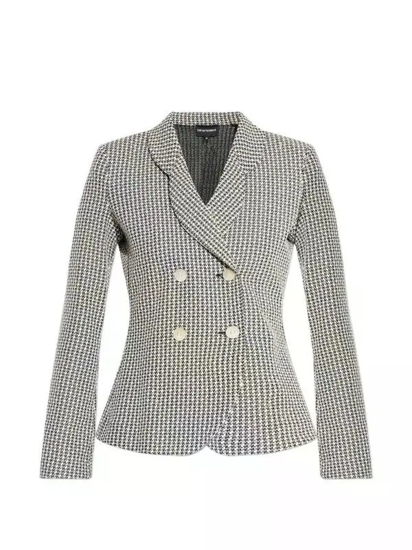 Emporio Armani Houndstooth Double-breasted Jacket - Brown
