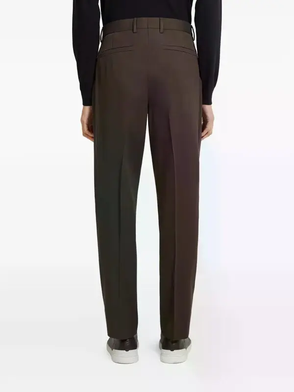 Zegna Pleated Cotton-wool Trousers - Brown