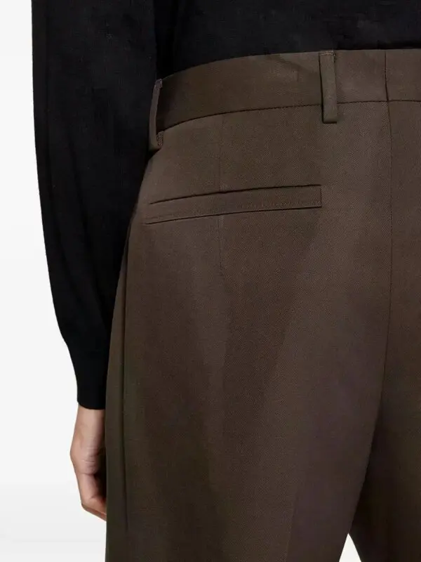 Zegna Pleated Cotton-wool Trousers - Brown