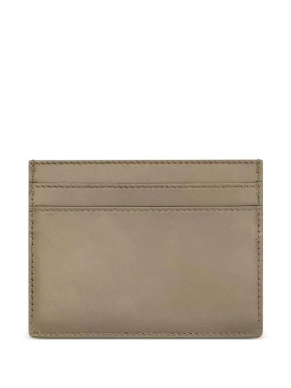 Saint Laurent Logo Leather Card Holder - Neutrals