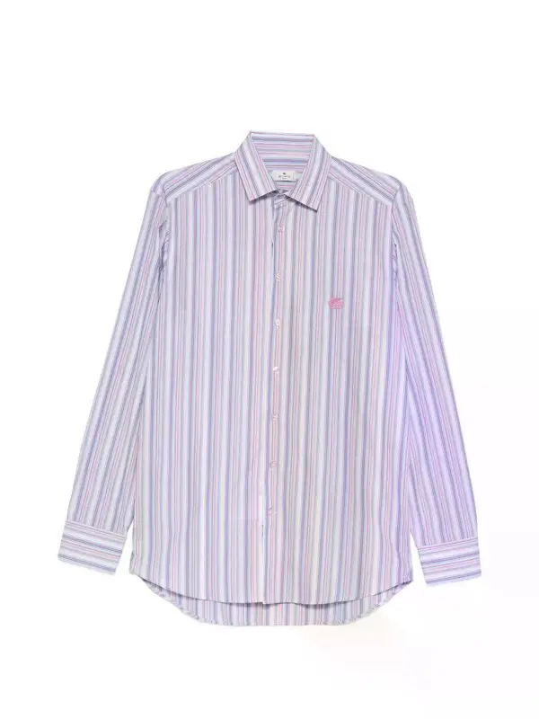 Etro Striped Embroidered-logo Shirt