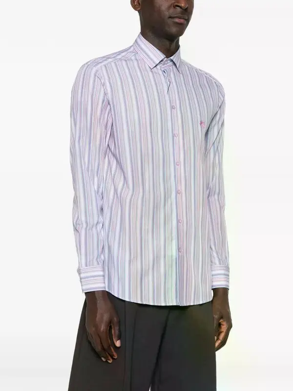 Etro Striped Embroidered-logo Shirt