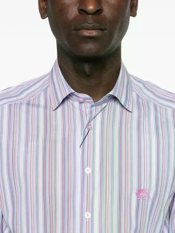 Etro Striped Embroidered-logo Shirt
