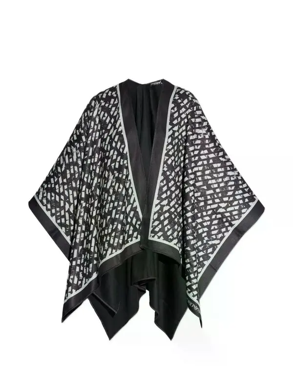 Emporio Armani Patterned Cape - Black