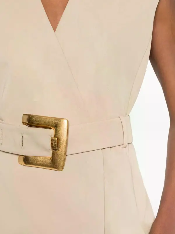 Balmain Sleeveless V-neck Belted Blazer Mini Dress - Neutrals