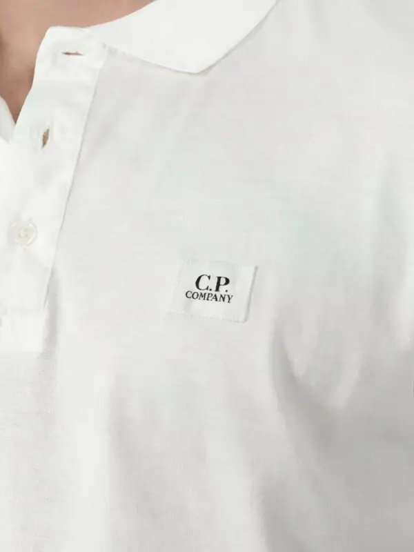 C.P. COMPANY Buttoned Logo-patch Polo Shirt