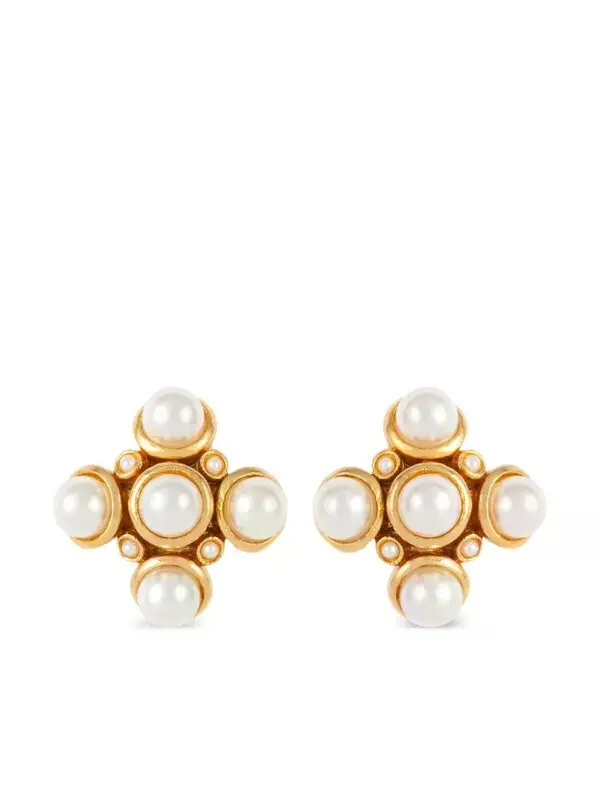 SUSAN CAPLAN 1980s Faux-pearl Clip-on Earrings - Gold