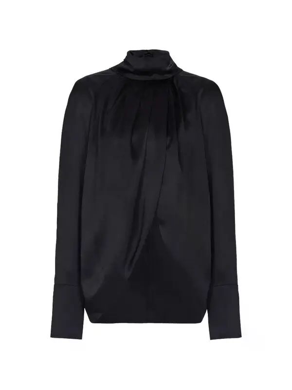 Balmain Draped Silk Blouse - Black