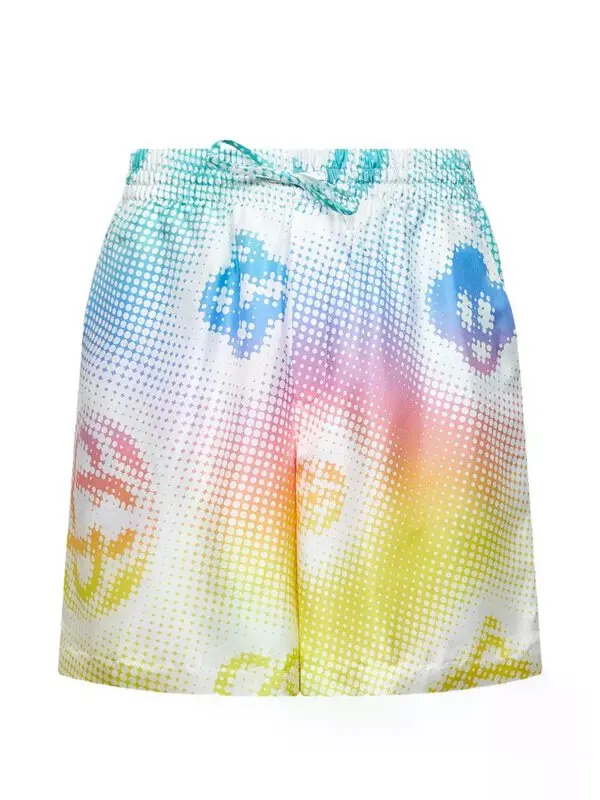 Casablanca Elasticated Monogram Print Shorts - White