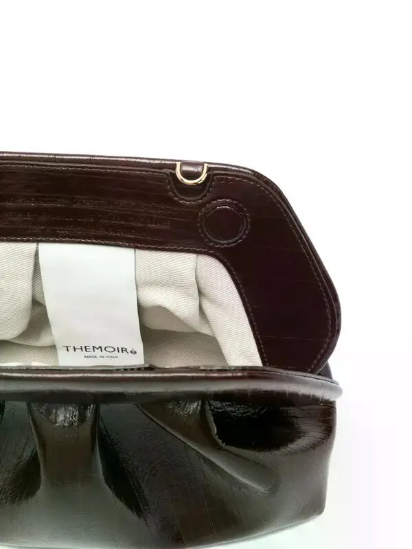 THEMOIRE Medium Bios Rigato Clutch - Brown
