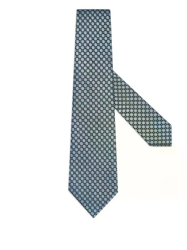 Zegna Geometric-pattern Silk Tie - Blue