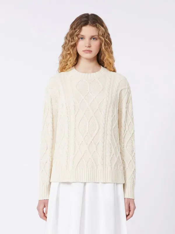 Max Mara Cable And Diamond Knit Cotton Sweater