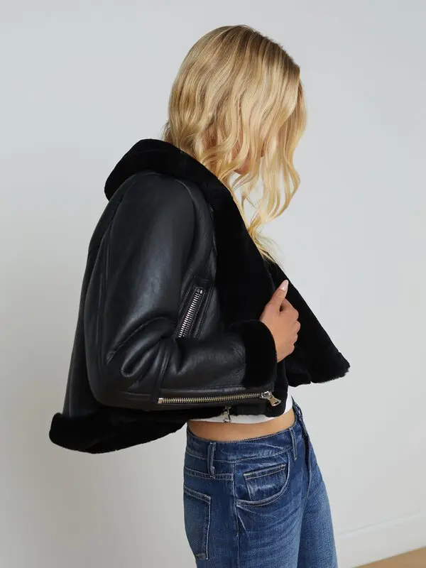 L'Agence Pike Shearling Leather Jacket