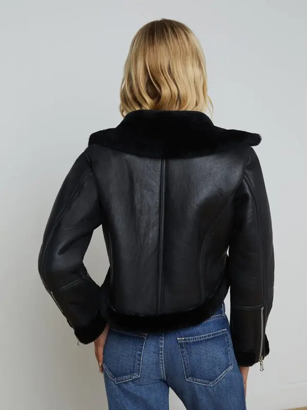 L'Agence Pike Shearling Leather Jacket
