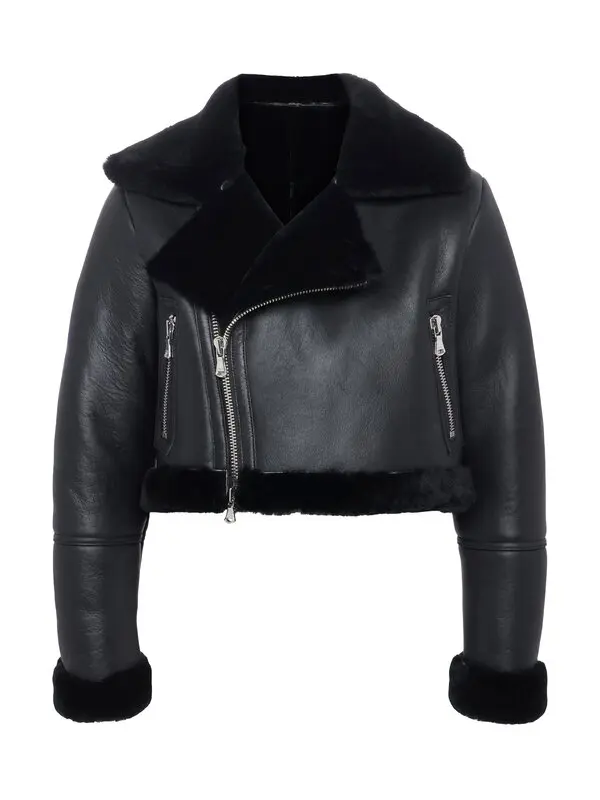 L'Agence Pike Shearling Leather Jacket