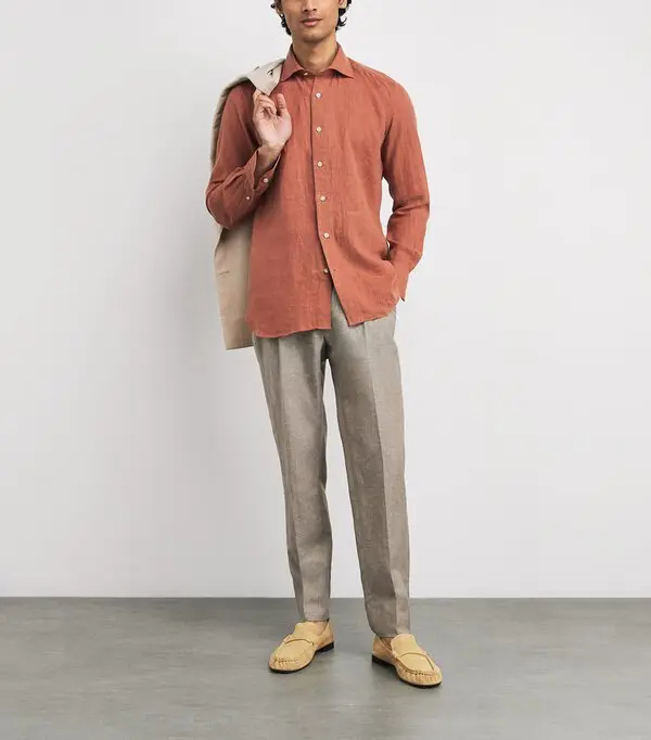 100HANDS Brushed Linen Shirt - Brown