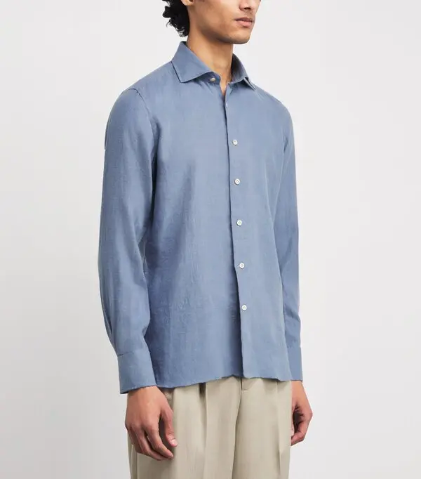 100HANDS Brushed Linen Shirt - Blue