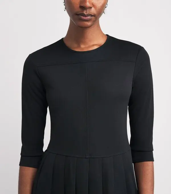 theory pleat skirt midi dress Theory Long Sleeve Pleat Midi Dress