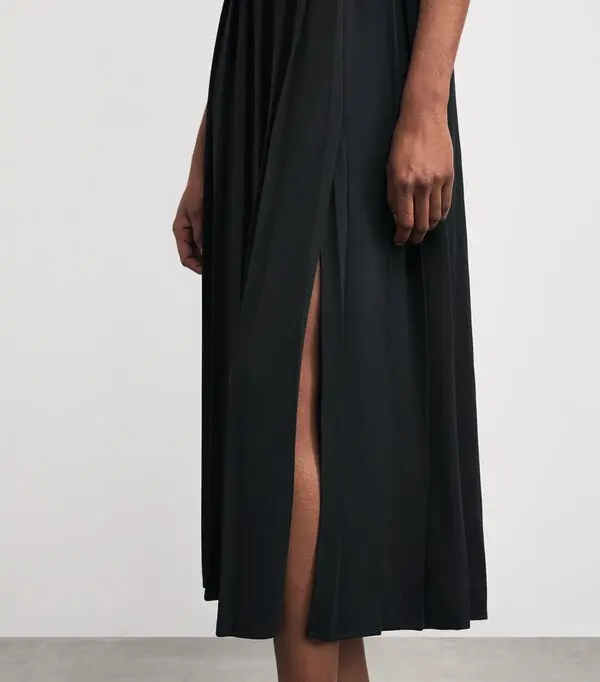 theory pleated midi dress Sleek Poplin Pleated Midi Dress