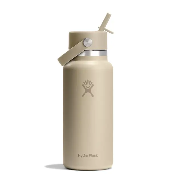 HYDRO FLASK Wide Mouth Bottle With Flex Straw Cap - Neutral