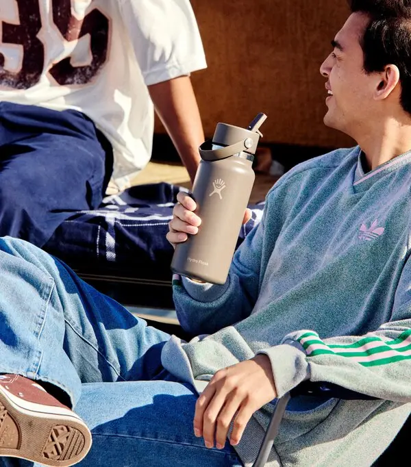 HYDRO FLASK Wide Mouth Bottle With Flex Straw Cap - Brown