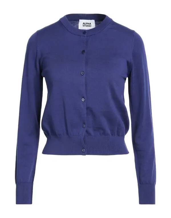 Alpha Studio Cotton Knit Cardigan - Navy