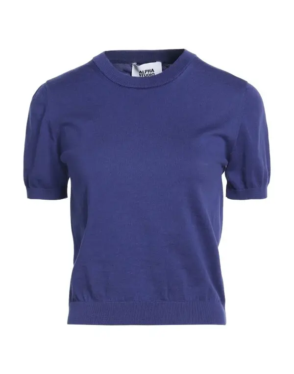 Alpha Studio Cotton Knit Short Sleeve Sweater