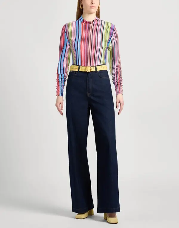 Liviana Conti Knitted Striped Turtleneck Top