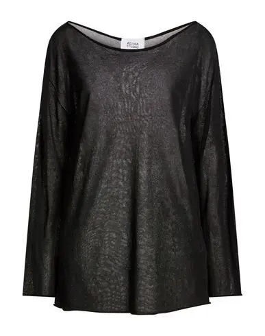 Alpha Studio Metallic Knit Top - Black