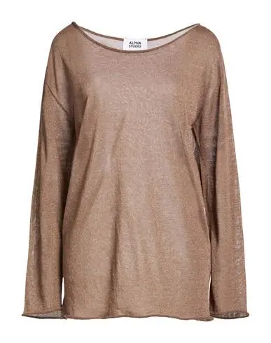 Alpha Studio Metallic Knit Top - Brown