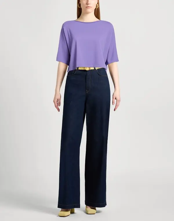 Liviana Conti Knitted Short Sleeve Top - Lilac