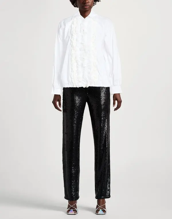 Alpha Studio Ruched Cotton Shirt - White