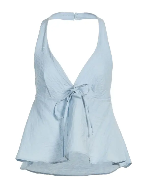 VICOLO Peplum Halterneck Top - Blue