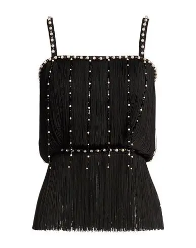 Elisabetta Franchi Crepe Top With Appliqués - Black