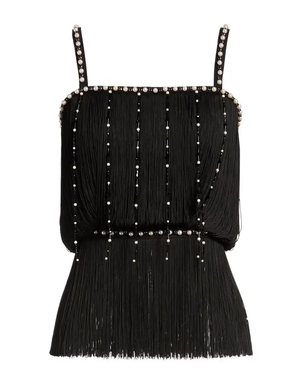 Elisabetta Franchi Crepe Top With Appliqués - Black