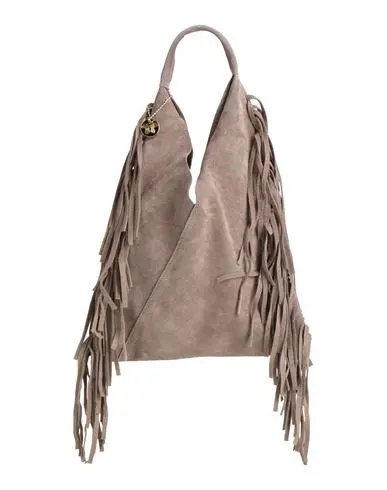 LAURA DI MAGGIO Leather Hobo Bag With Fringe - Taupe